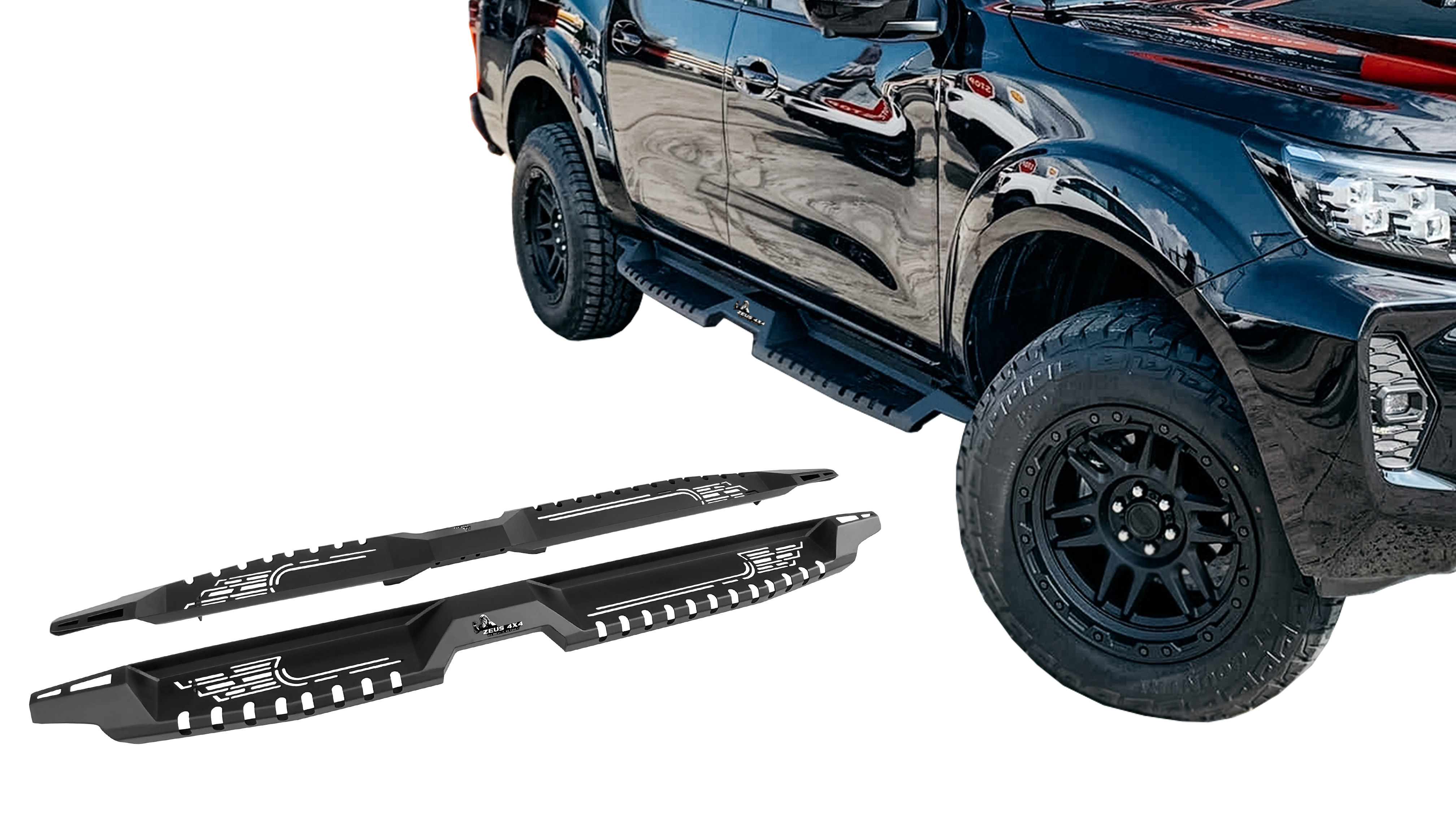 S1 Carbon Steel Side steps HILUX/RANGER/NAVARA/DMAX – Zeus 4x4 Accessories